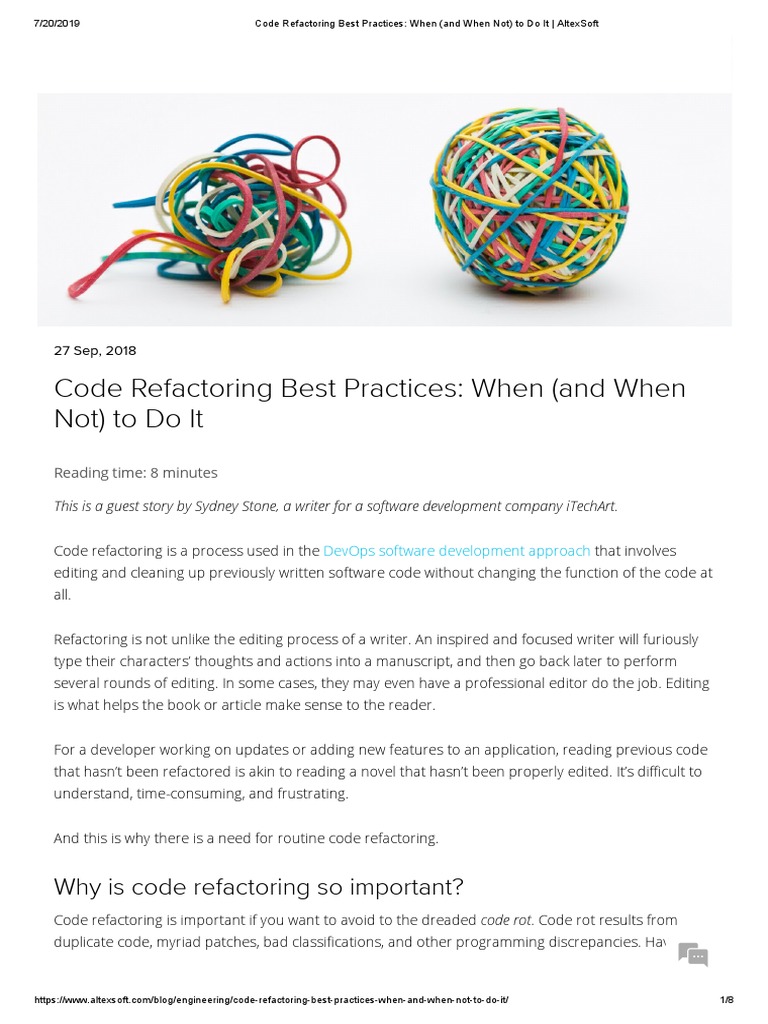Code Refactoring Best Practices When And When Not To Do It Pdf Test Driven Development