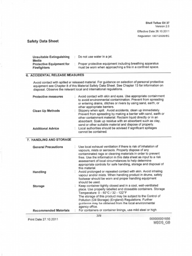Hydraulic Oil #37 MSDS PDF | PDF