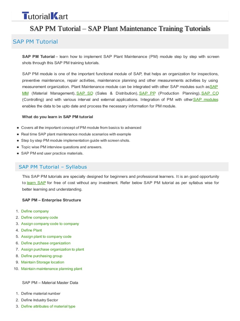 Sap PM Tutorial PDF | PDF | Sap Se | Measurement