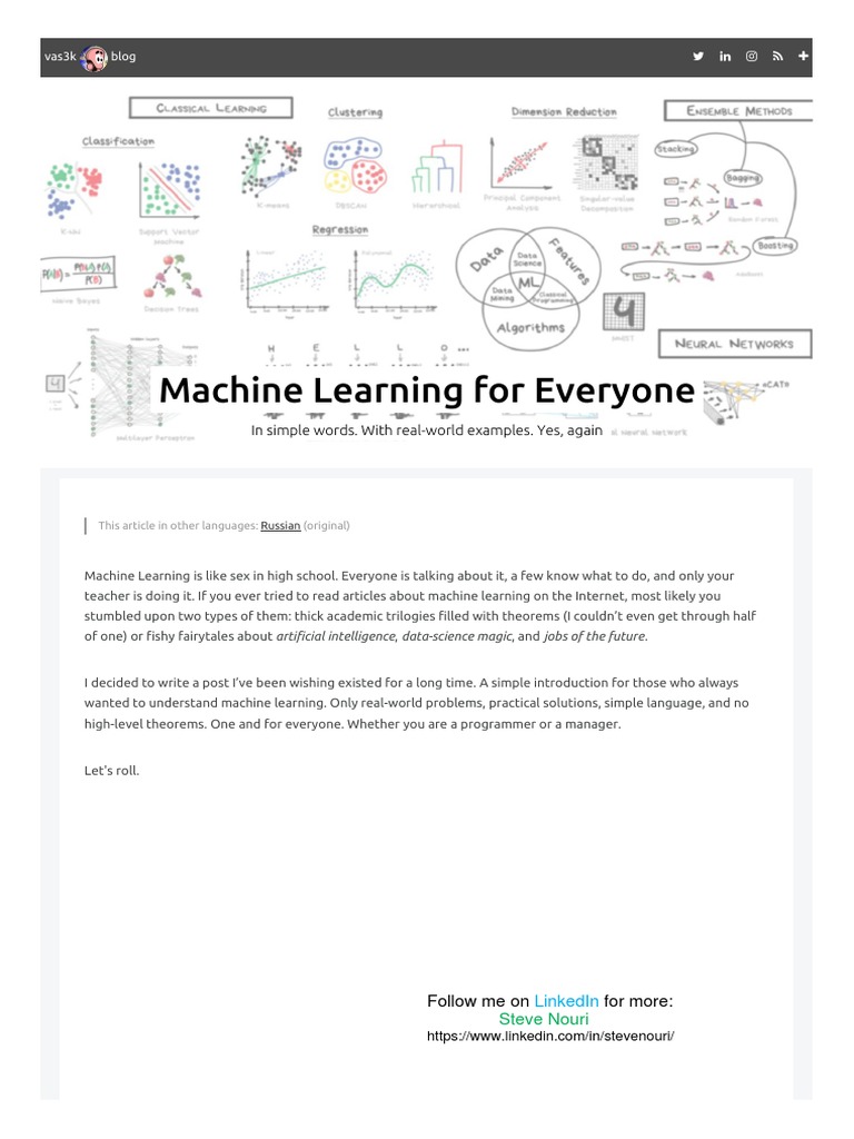 Machine Learning For Everyone | PDF | Cluster Analysis | Artificial ...