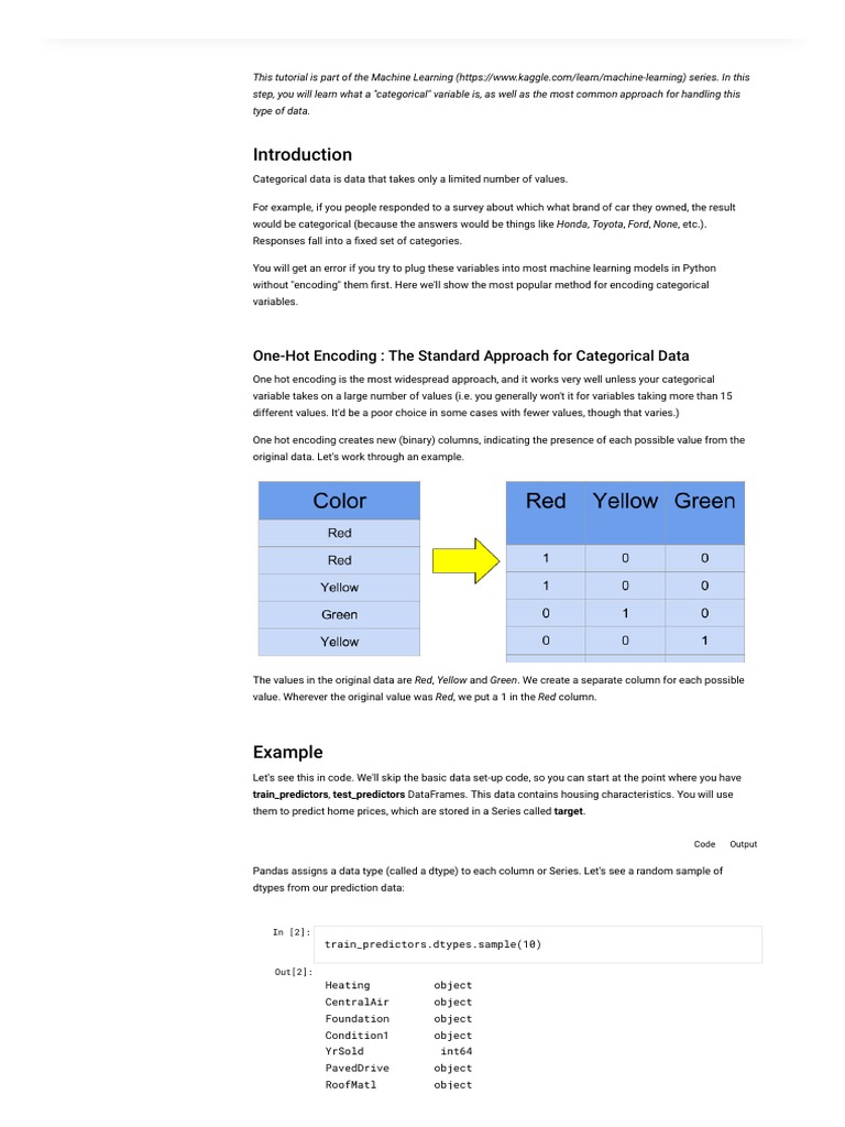 Using Categorical Data With One Hot Encoding - Kaggle PDF | PDF | Categorical Variable ...
