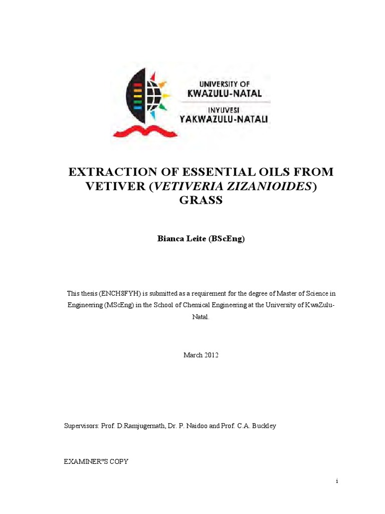 Vetiver Oil Extraction Techniques Study | PDF | Sewage Treatment | Gas ...
