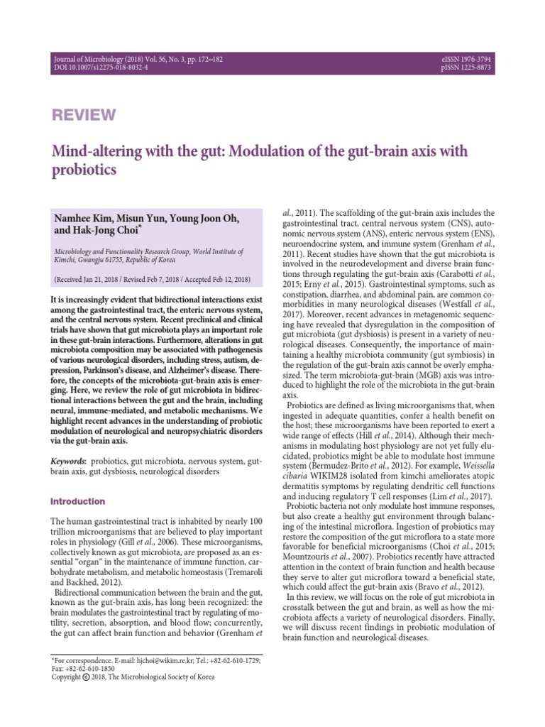 Review: Mind-Altering With The Gut: Modulation of The Gut-Brain Axis With Probiotics | PDF | Gut ...