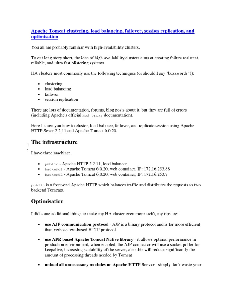 Load Balancing With Tomcat | PDF | Load Balancing (Computing) | Hypertext