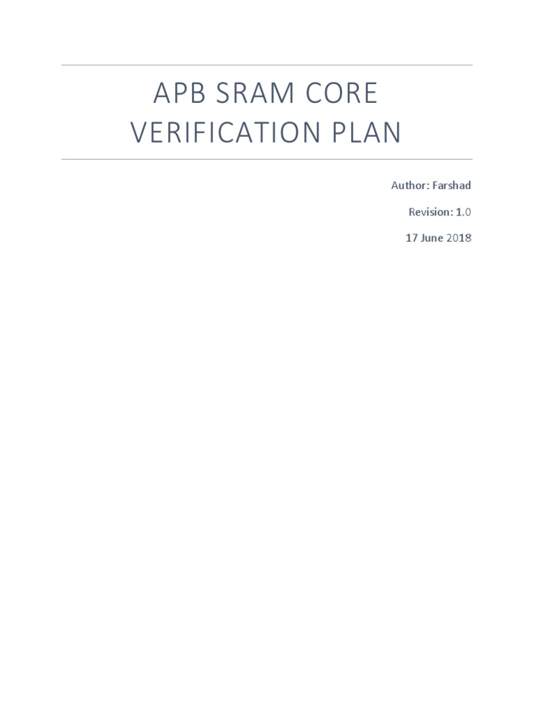 Apb SRAM Core Verification Plan | PDF