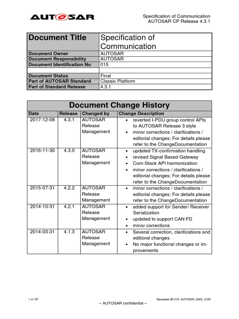 AUTOSAR | PDF | Component Object Model | Specification (Technical Standard)