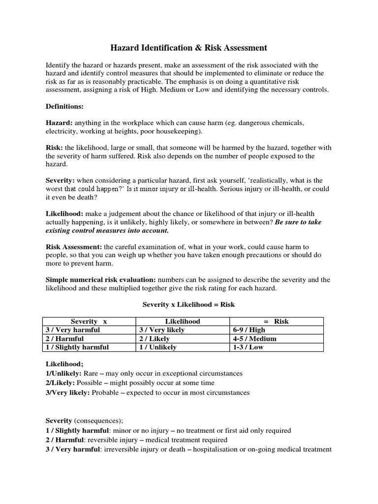 Hazard Identification and Risk Assessment | PDF | Hazards | Risk