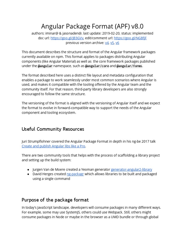Angular Package Format | PDF | File Format | Computer Engineering