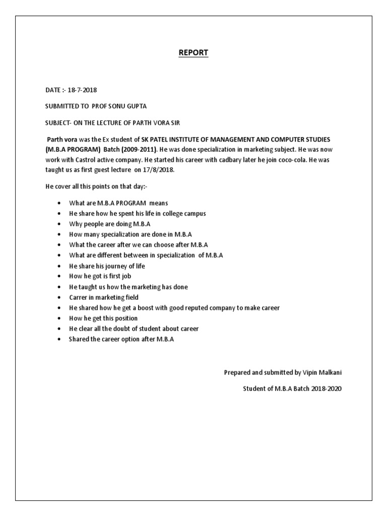 REPORT On Parth Vora Sir | PDF