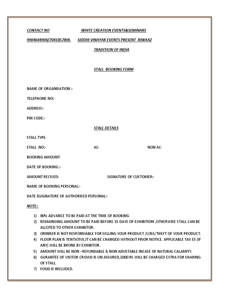 Stall Booking Form | PDF