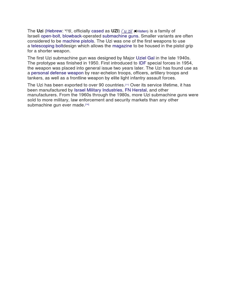 The History and Impact of the Iconic Uzi Submachine Gun | PDF