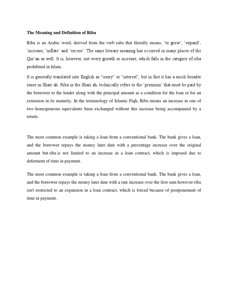 Understanding Riba in Islamic Finance | PDF | Loans | Islamic Banking ...
