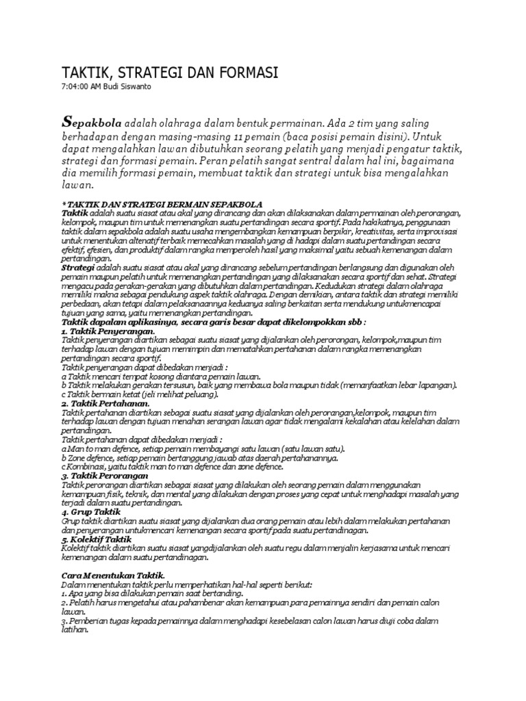 TAKTIK Sepak Bola | PDF