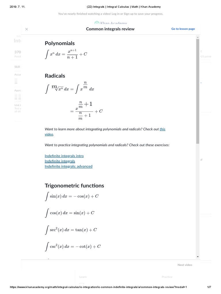 Integrals - Integral Calculus - Math - Khan Academy PDF | PDF ...