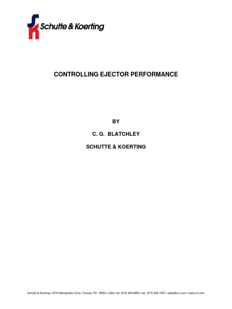 Controlling Ejector Performance With Steam Bleed Control Pdf Nozzle
