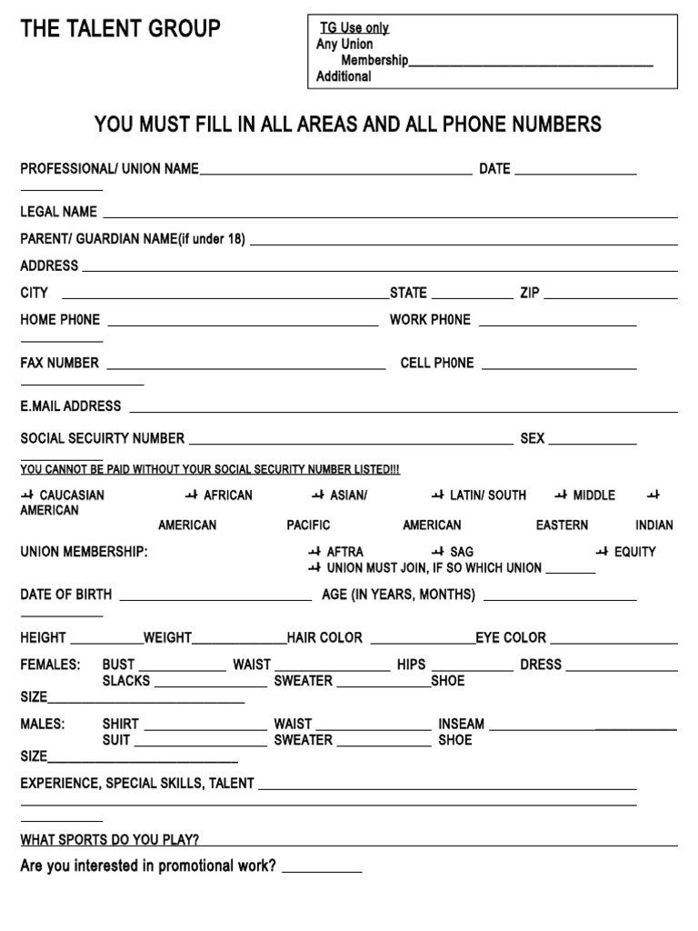 You Must Fill in All Areas and All Phone Numbers | PDF | Clothing | Fashion