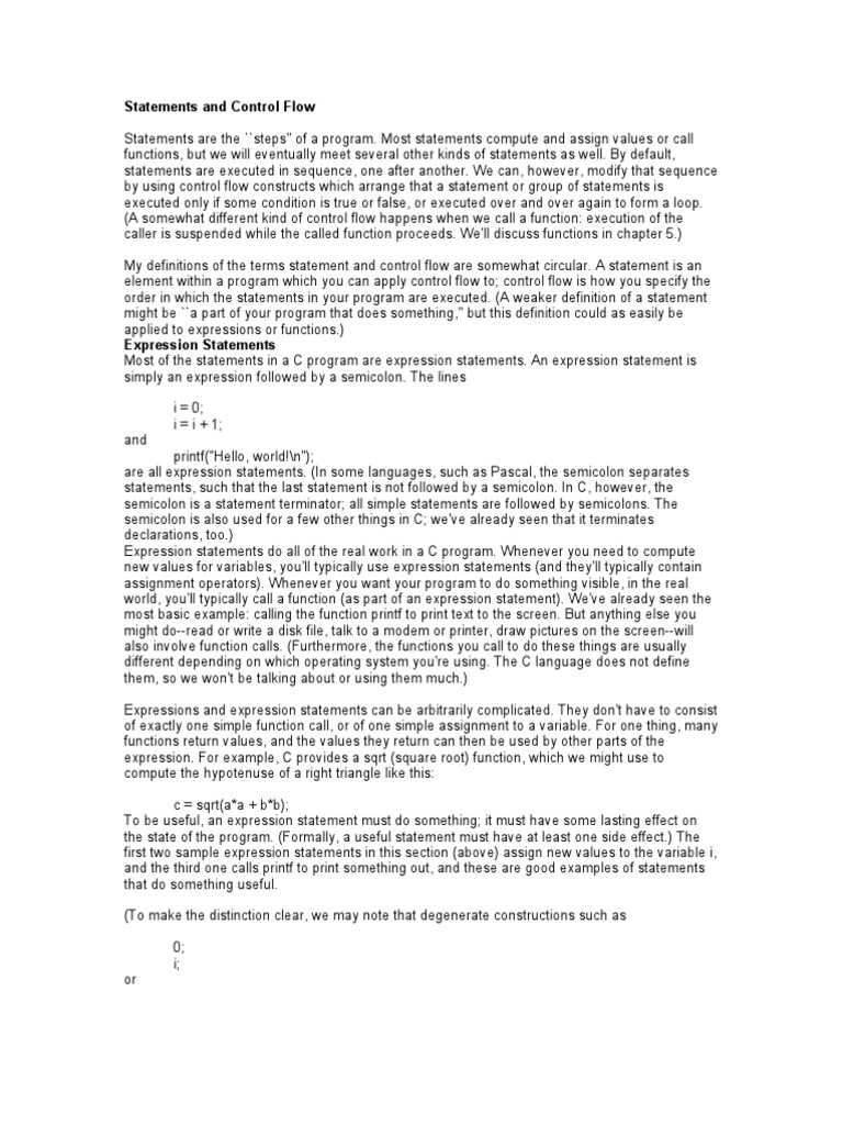 Statements and Control Flow | Download Free PDF | Control Flow | Subroutine