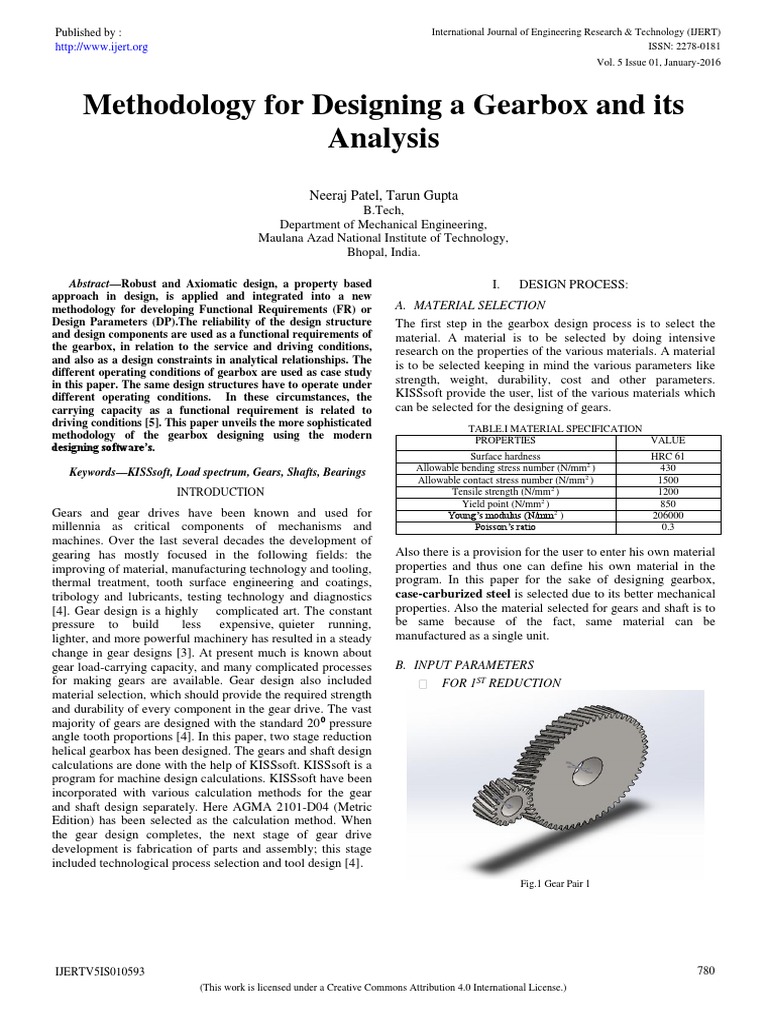 Methodology For Designing A Gearbox and Its Analysis IJERTV5IS010593 ...