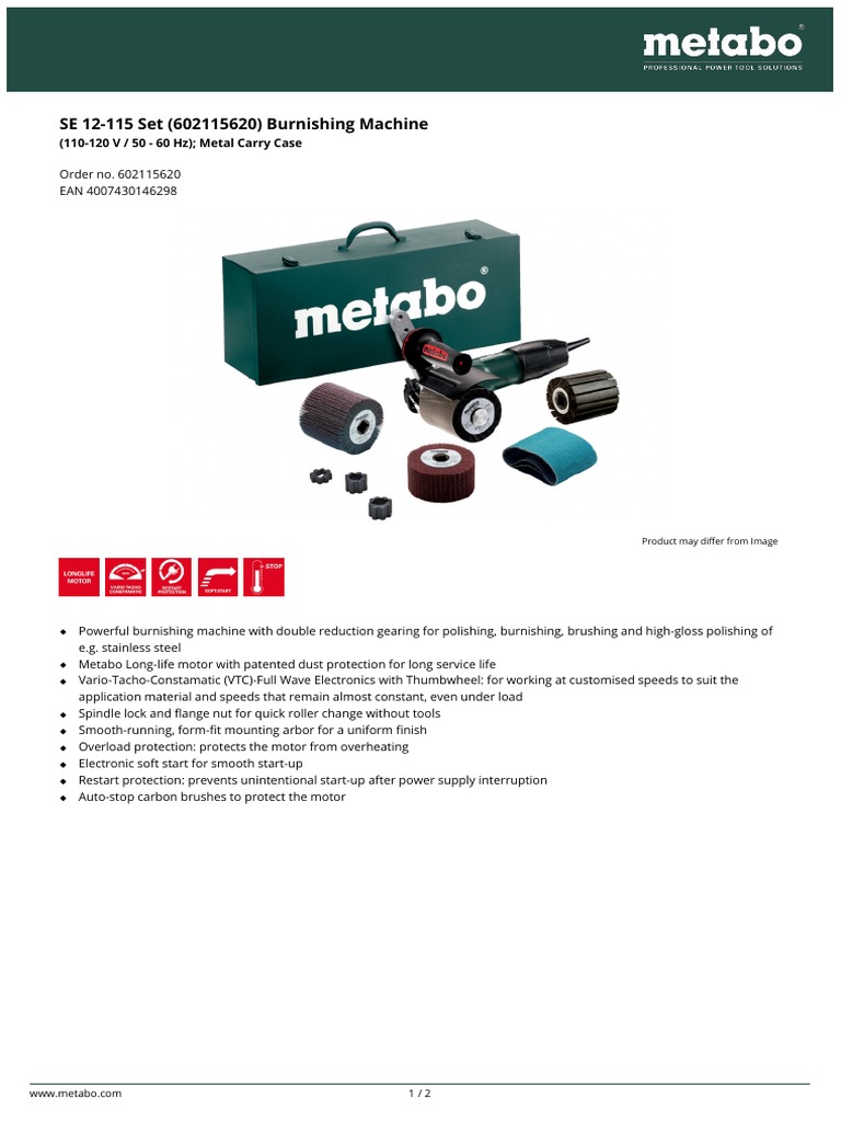 SE 12-115 Set 602115620 Burnishing Machine English | PDF | Grinding ...