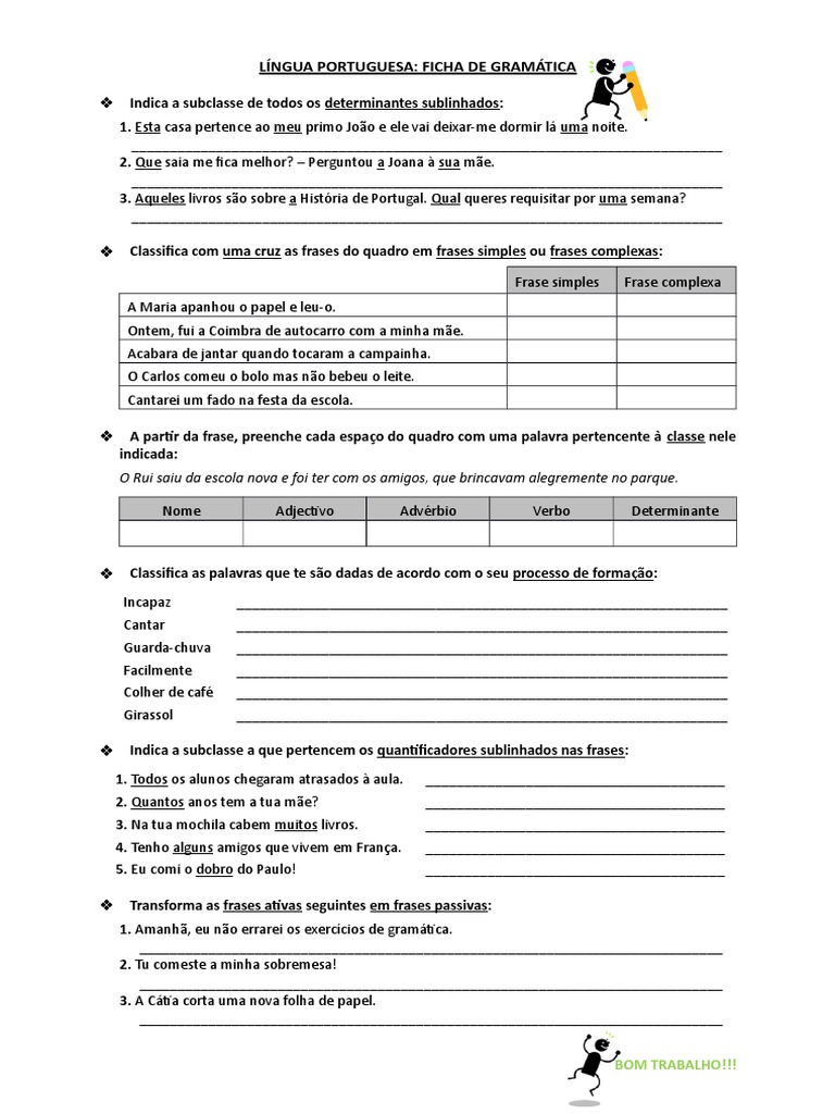 Ficha de Gramática-7 Ano | PDF | Idiomas
