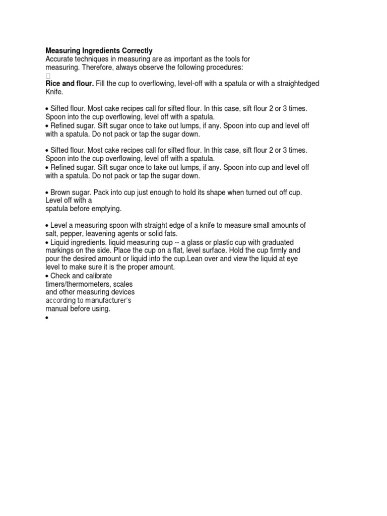 Measuring Ingredients Correctly | PDF
