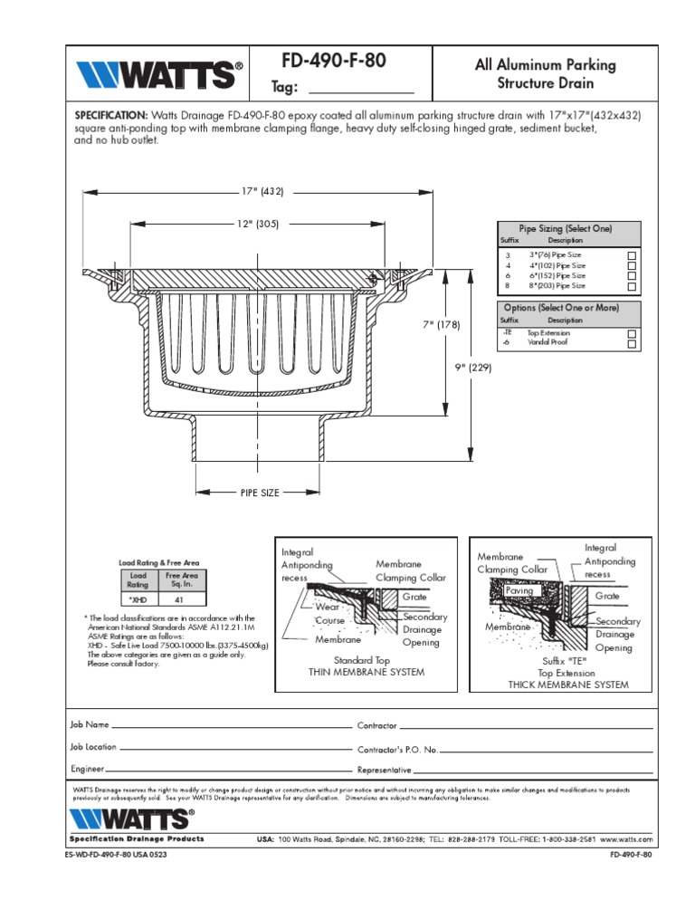 FD-490-F-80 Specification Sheet | PDF