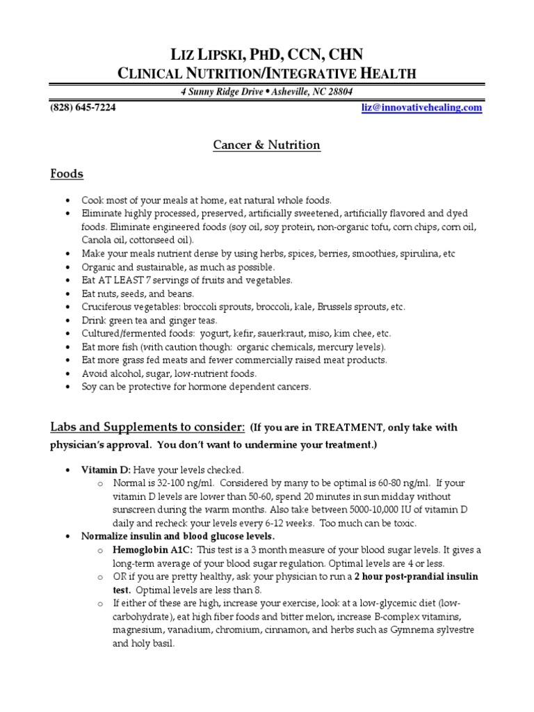 Overcoming Cancer With Food and Nutrition Liz Lipski | PDF | Soybean ...