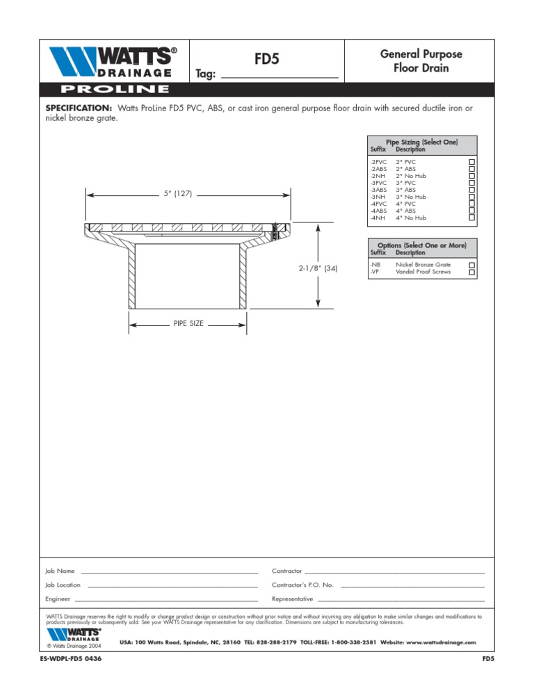 FD5 Specification Sheet | PDF