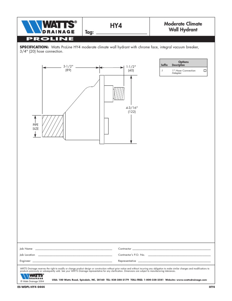 HY4 Specification Sheet | PDF