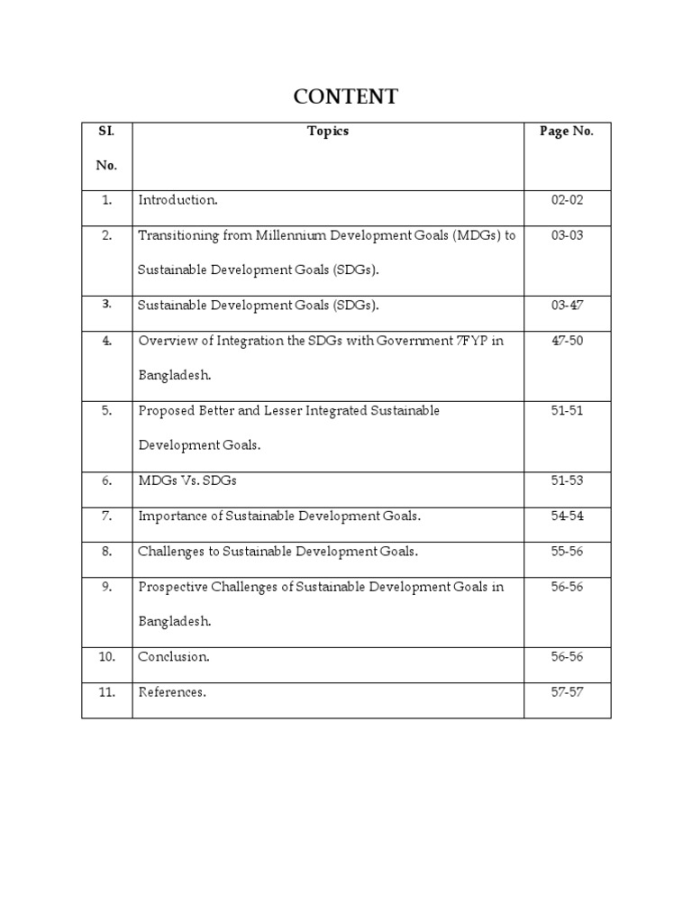 Content: SI. No. Topics Page No | PDF | International Development ...