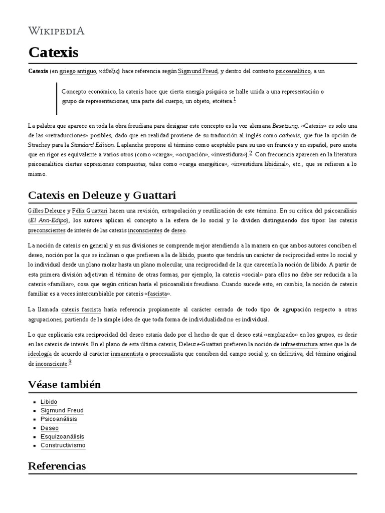 Catexis | PDF | Psicoanálisis | Escuelas Psicoanalíticas