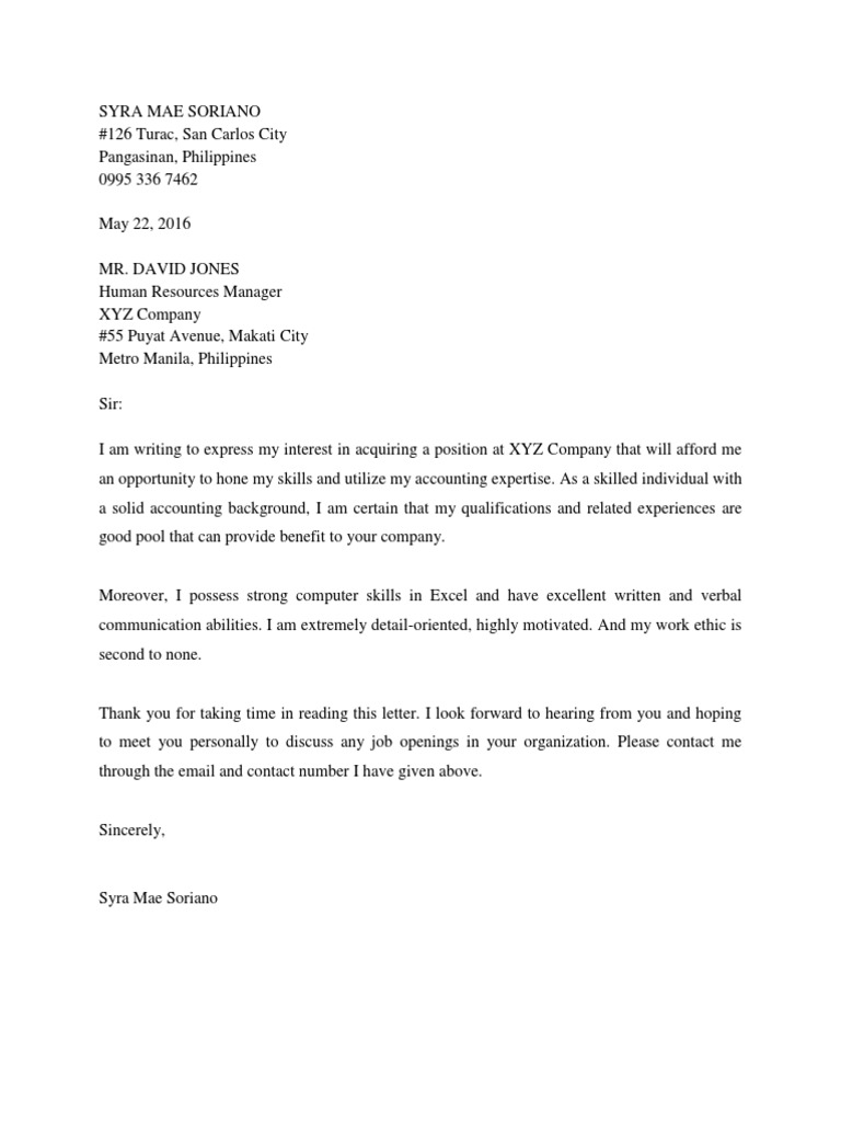 Unsolicited Application Letter | PDF