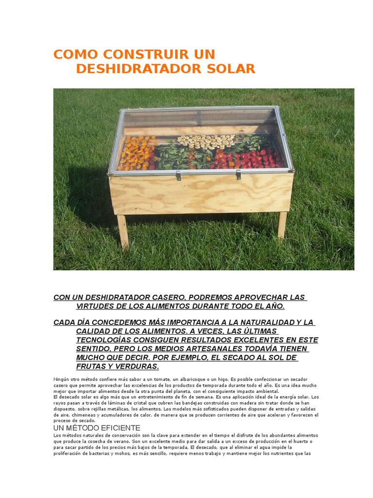 Como Construir Un Deshidratador Solar | PDF | Energía solar | Tomate