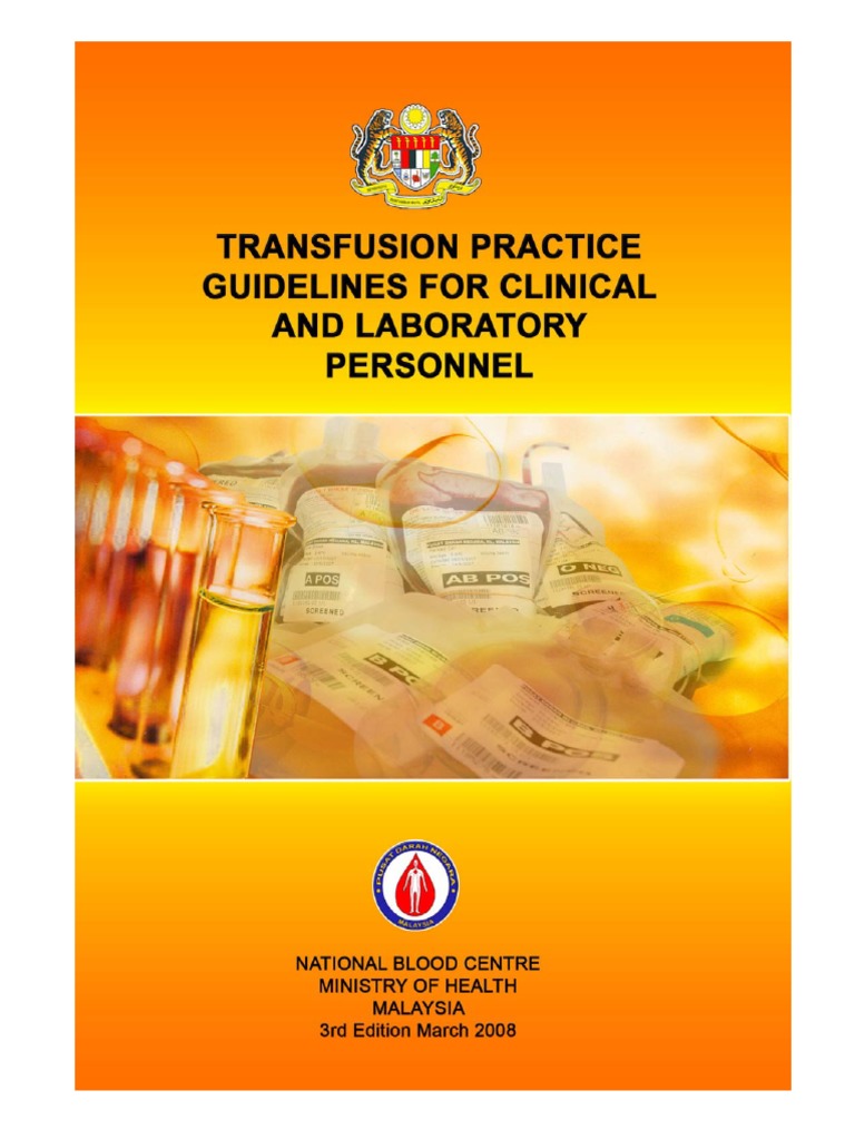 Transfusion Practice Guidelines For Clinic and Laboratory Personnel ...