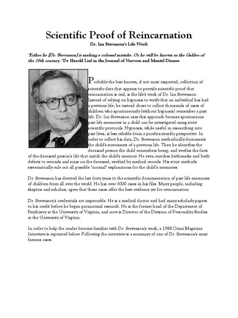 Interview With DR Ian Stevenson - Reincarnation Is Real | PDF ...