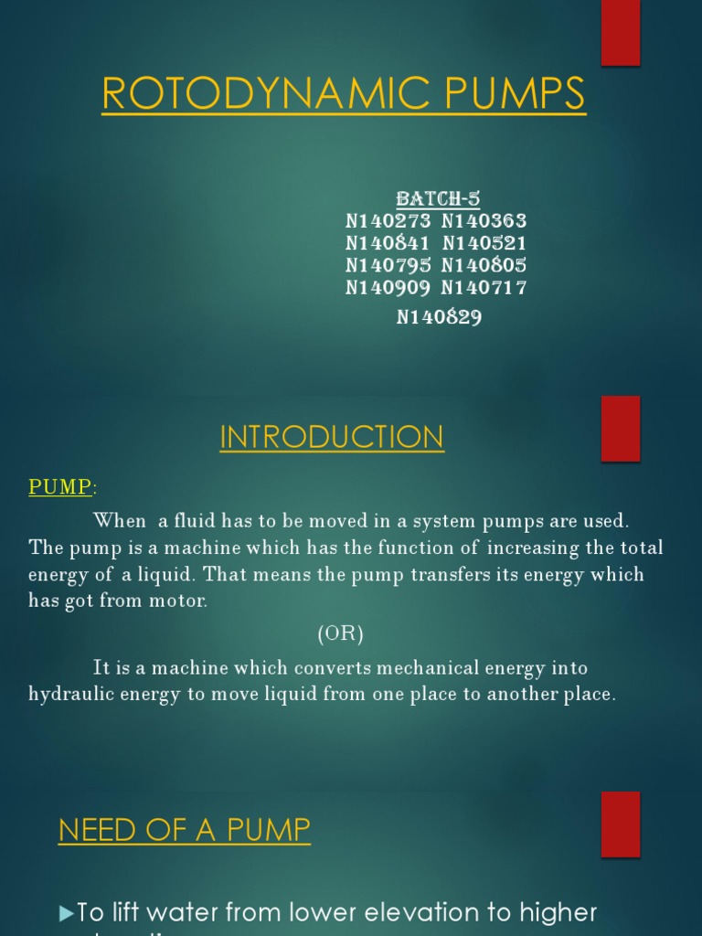 Rotodynamic Pumps | PDF | Pump | Chemical Equipment