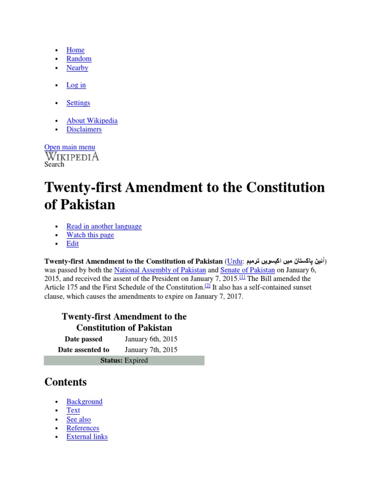 Pakistan 21st Amendment Overview | PDF | Constitutional Amendment ...