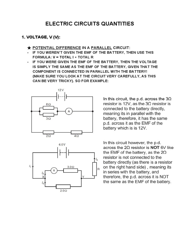 Electric Circuits Quantities | PDF