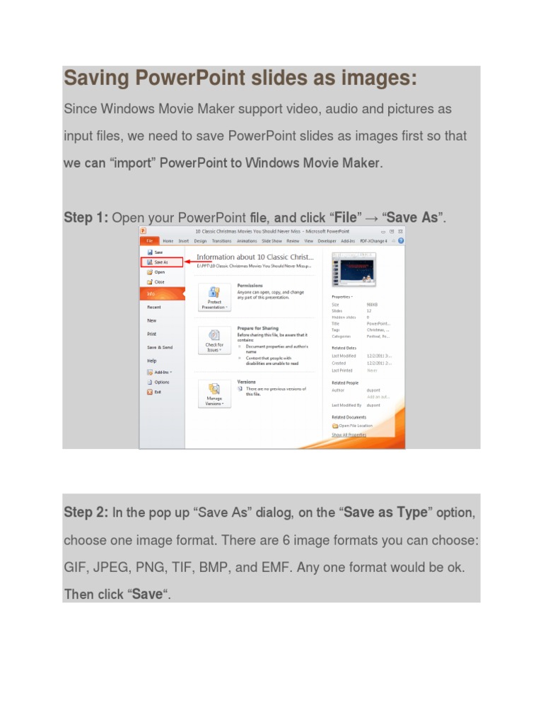 Saving PowerPoint Slides As Images | PDF