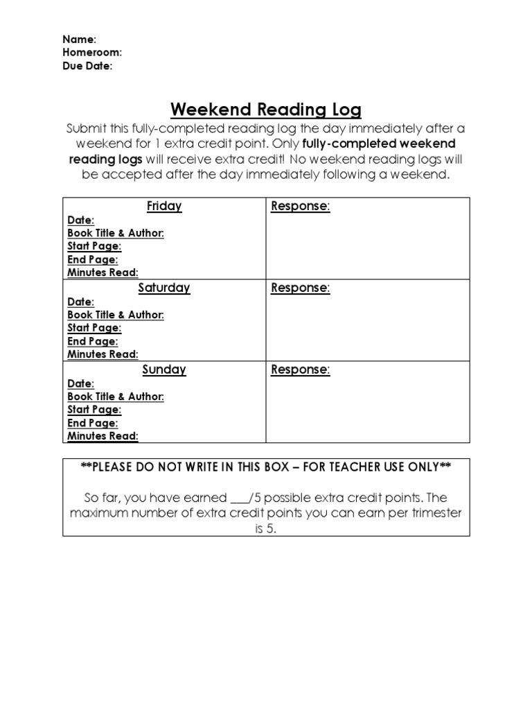 Weekend Reading Log Template | PDF