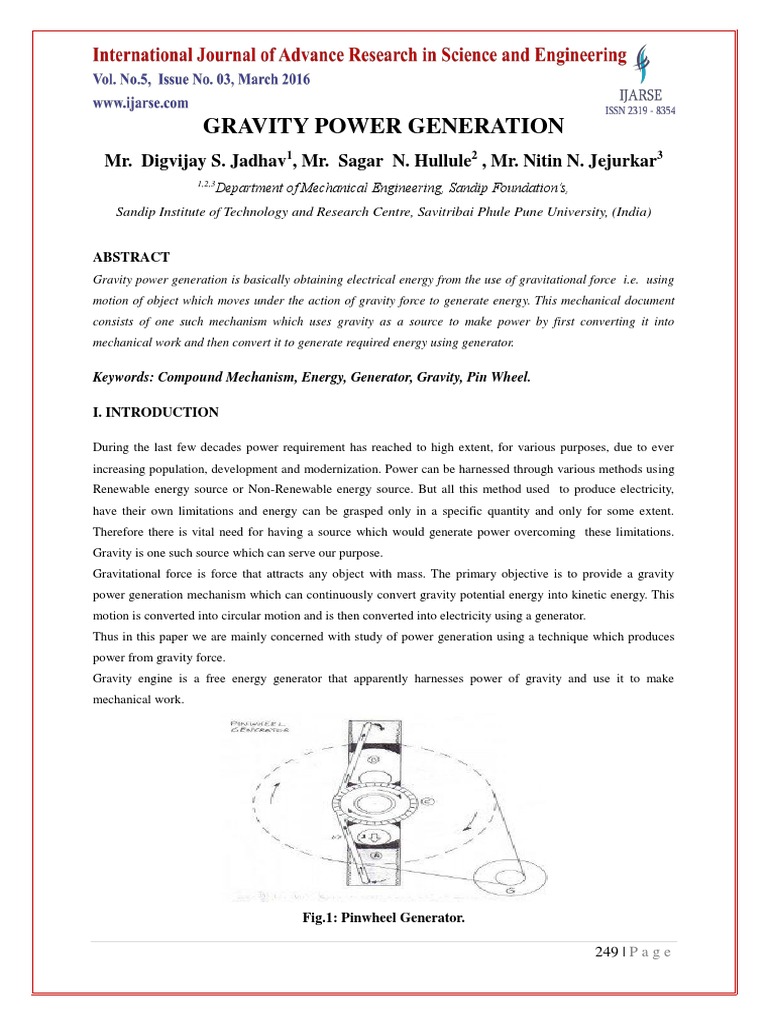 Gravity Power Generation Mechanism | PDF | Weight | Force