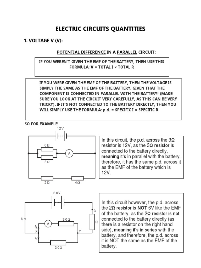 Igcse Physics Electric Circuits Quantities | PDF | Series And Parallel Circuits | Electrical ...