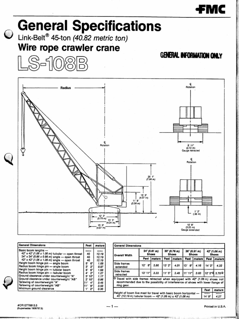 General Specifications Link Belt LS-108B | PDF