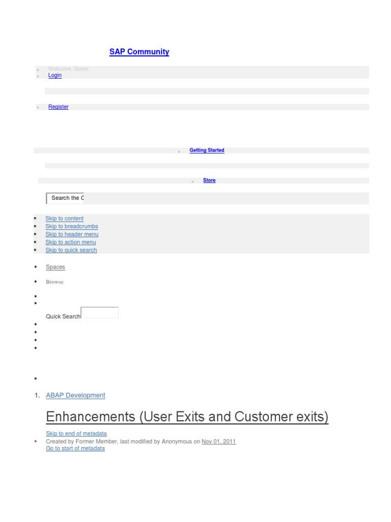 Enhancements User Exits And Customer Exits Community Wiki Pdf