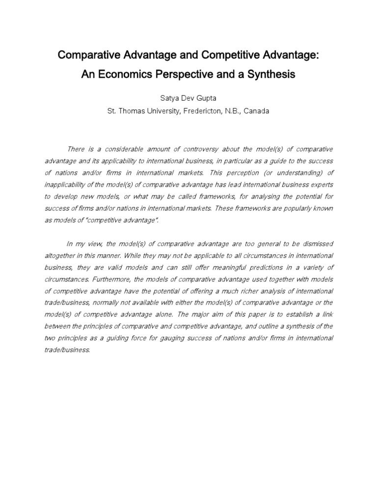 Comparative Vs Competitive Advantage | PDF | Comparative Advantage ...