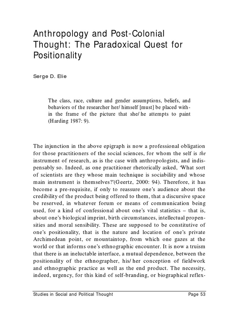 Anthropology PDF | PDF | Postcolonialism | Ethnography