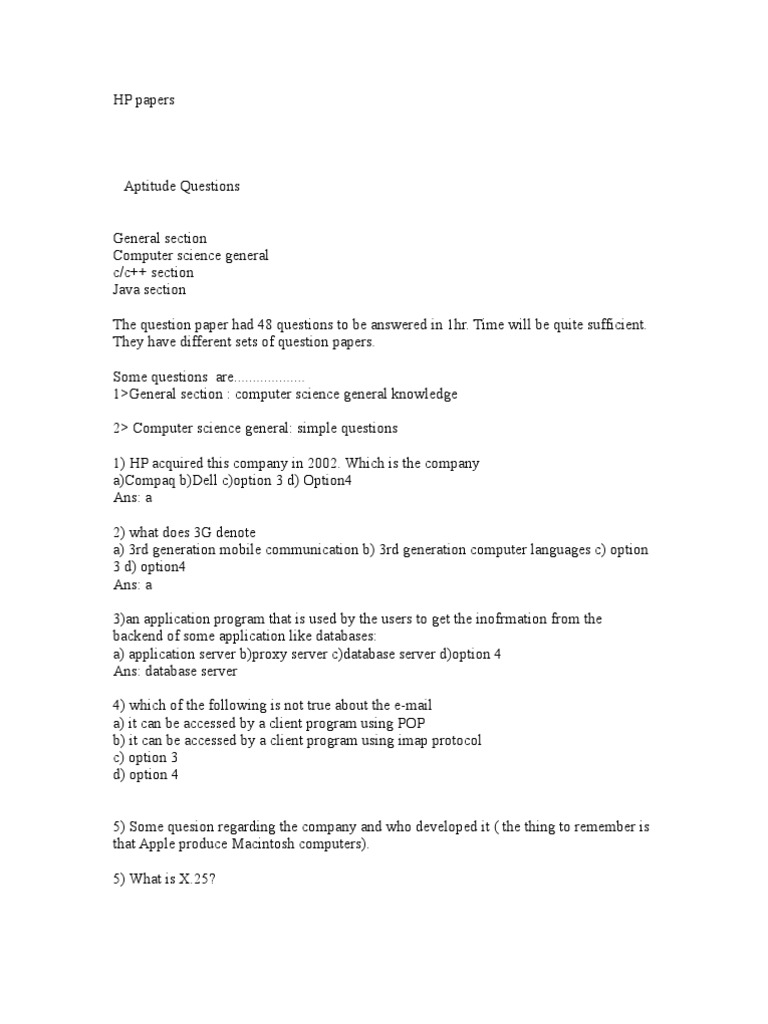 HP Papers | PDF | C (Programming Language) | Java (Programming Language)