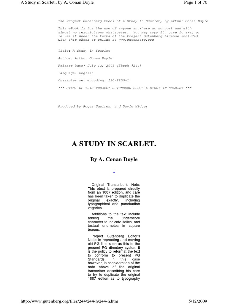 A Study in Scarlet | PDF | A Study In Scarlet | Sherlock Holmes