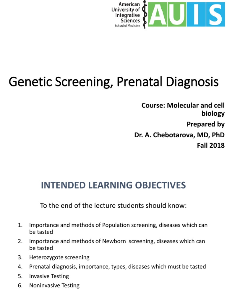 Prenatal Genetic Screening Overview | PDF | Genetic Disorder | Maternal ...