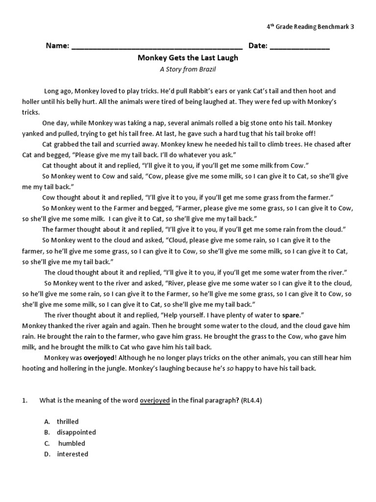 4th Grade ELA Benchmark | PDF | Antarctica | Ice